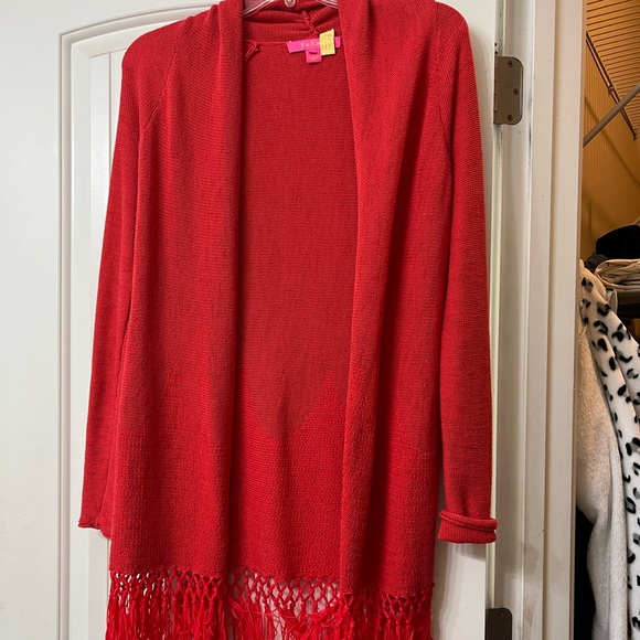 Lilly Pulitzer | Sweaters | Lily Pulitzer Xs Ruby Red Metallic Tatum ...